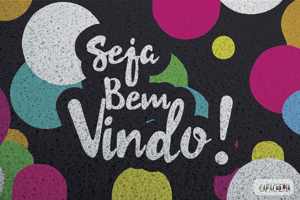Capacho Frase - Seja Bem Vindo Bolas Coloridas | Capacheria